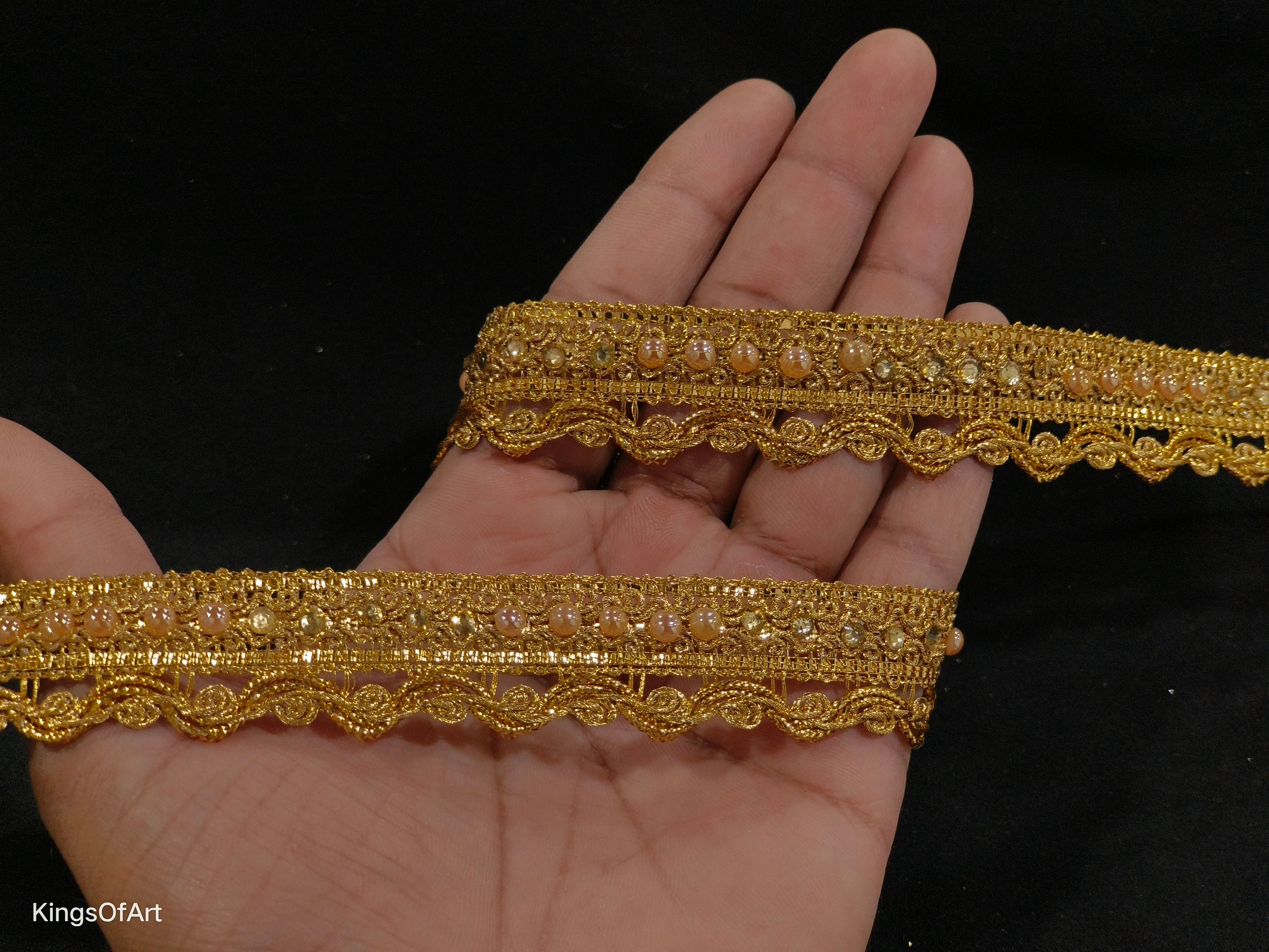 Indian Gold Beaded Floral Fringe Lace Trim for Decoration of - Etsy