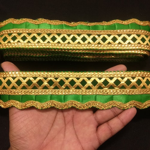 Indian Red and Gold Fabric Fringe Border Ribbon Lace Trim for - Etsy