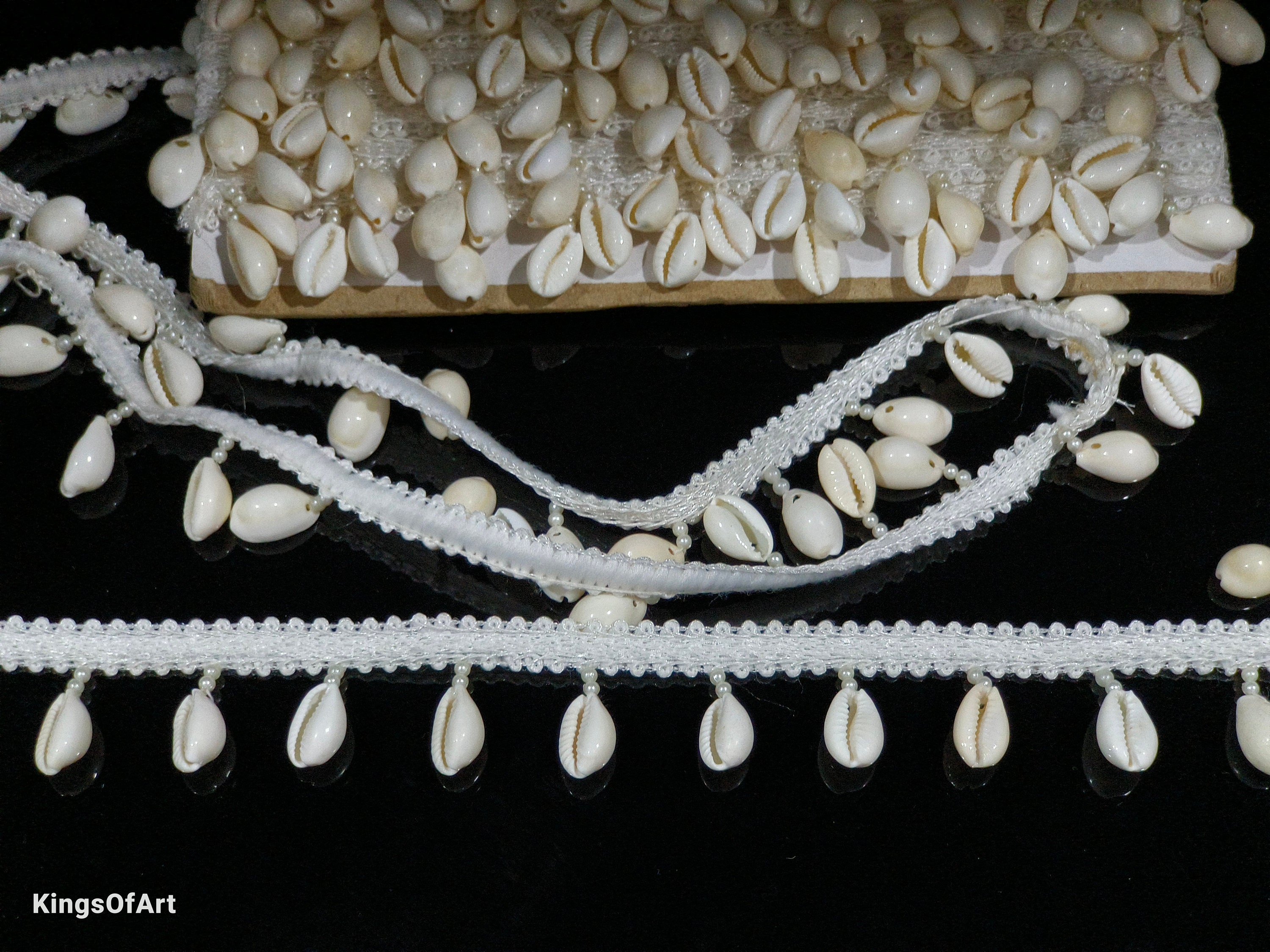 Seashell Tassel Lace Trim: Handwoven White Shell Border - Etsy