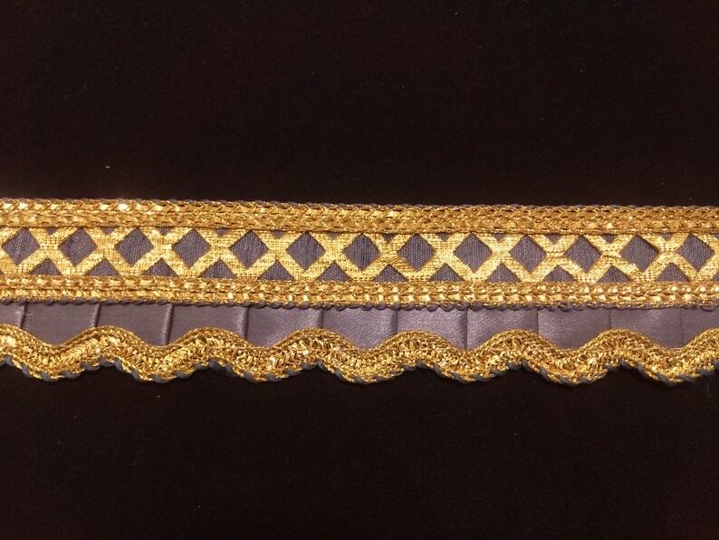 Indian Gold and Gray Fabric Fringe Gold Border Ribbon Lace - Etsy