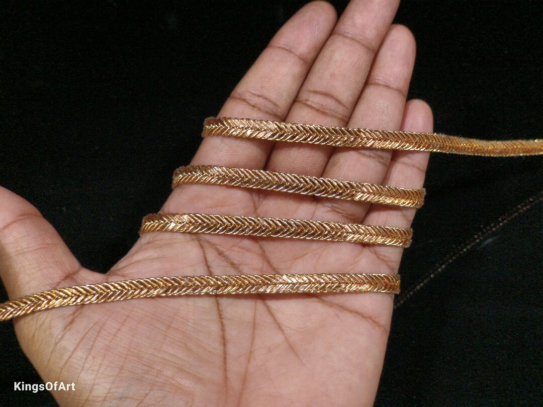 8 Yards Metallic Rose Gold Woven Strip Ribbon Lace Trim With ...