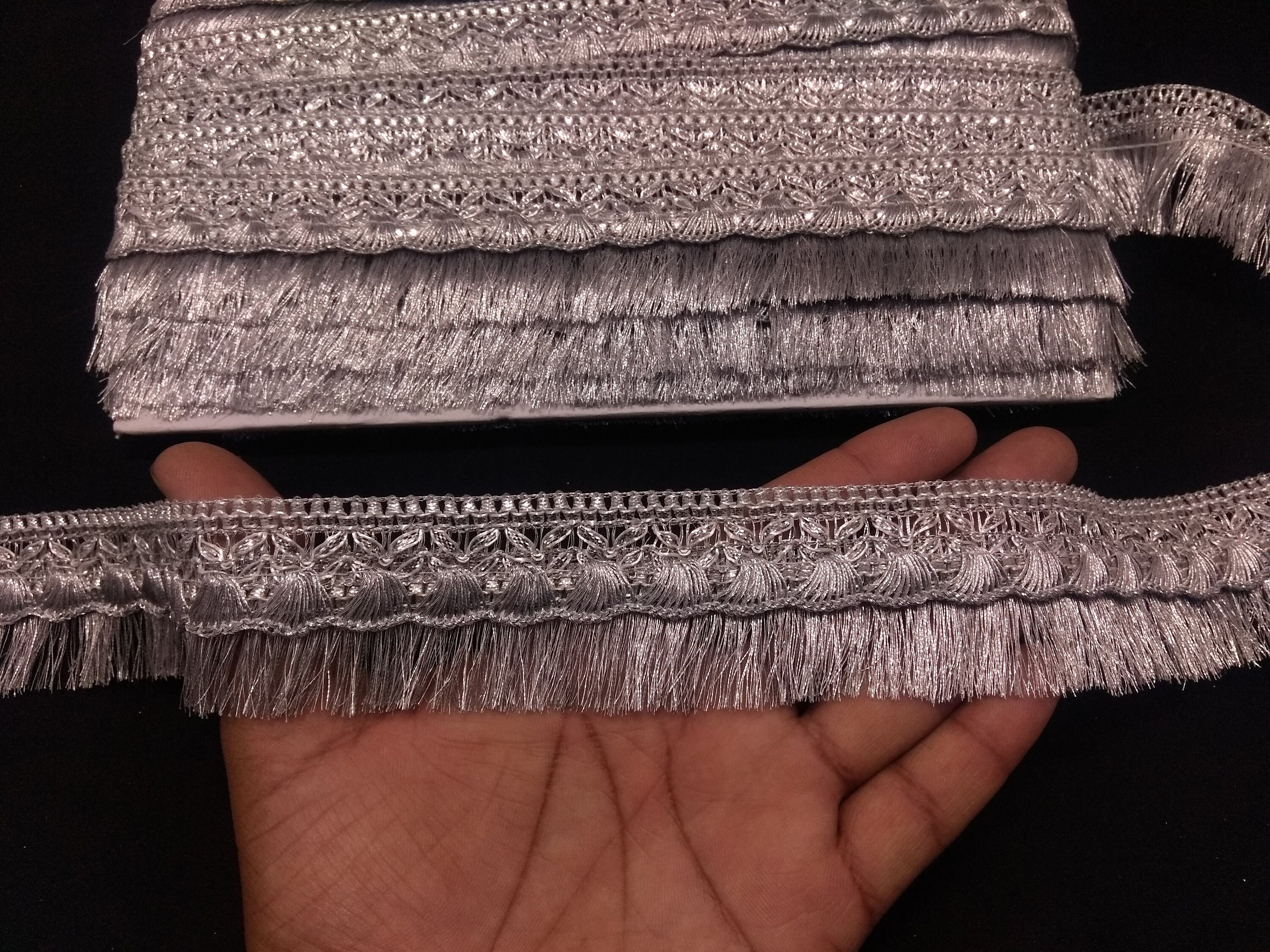 Metallic Silver Tassels Fringe Lace Trim With Embellishment - Etsy