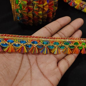 Metallic Gold Tassel Fringe Lace Trim: Multi-color Embellishment Border ...