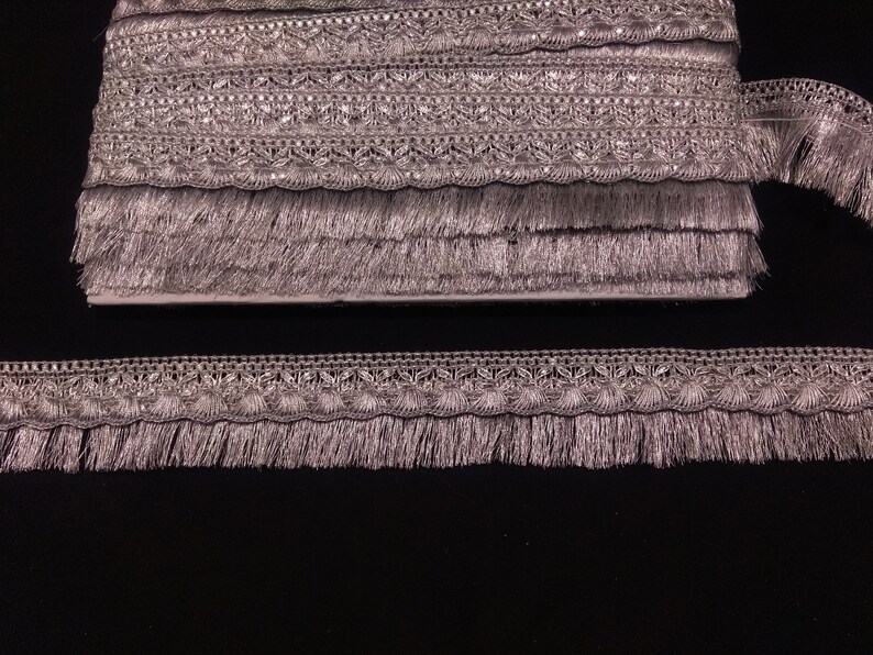 Metallic Silver Tassels Fringe Lace Trim With Embellishment - Etsy