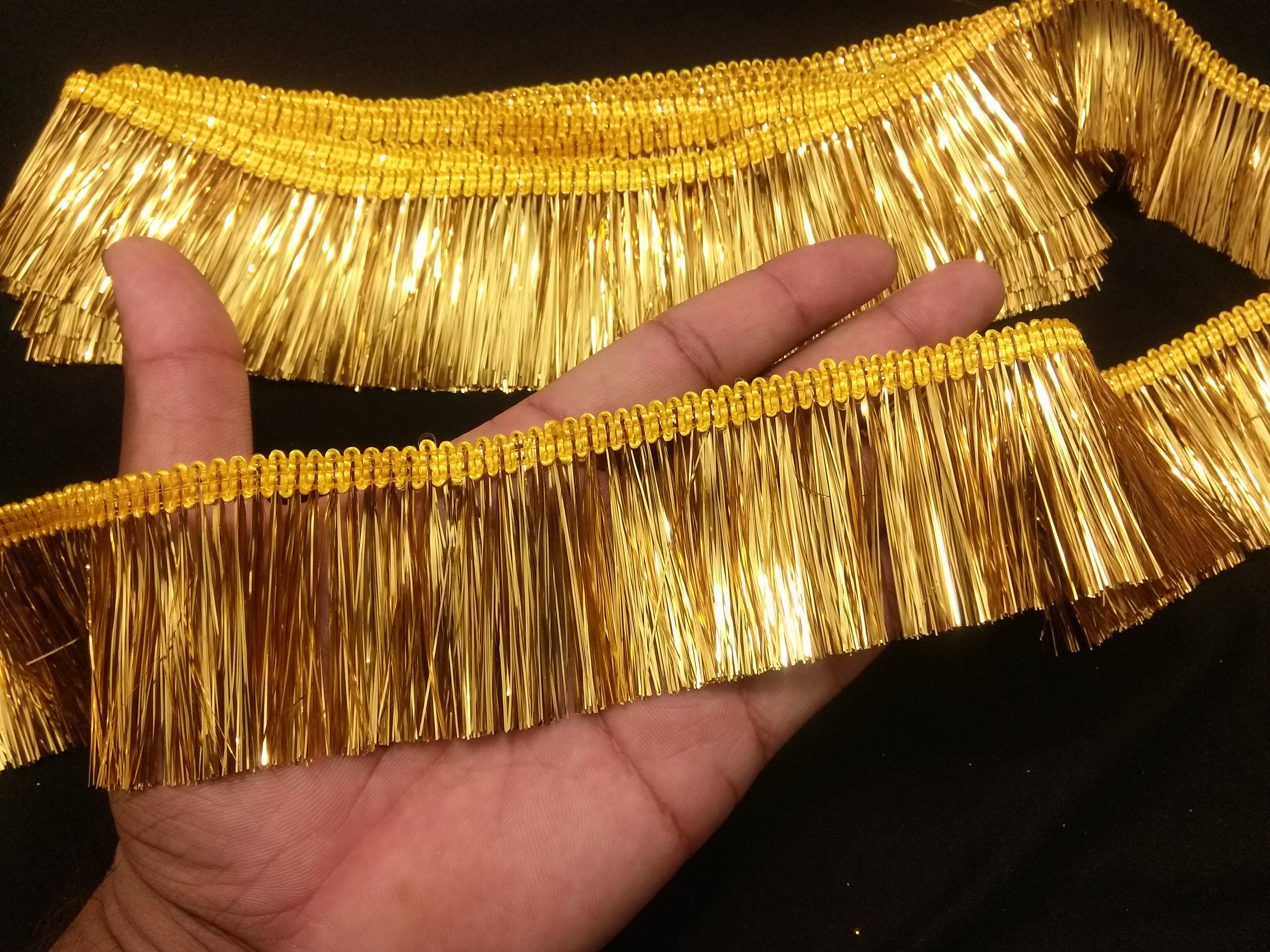 Indian Metallic Gold Hand Work Tassels Fringe Lace Trim - Etsy