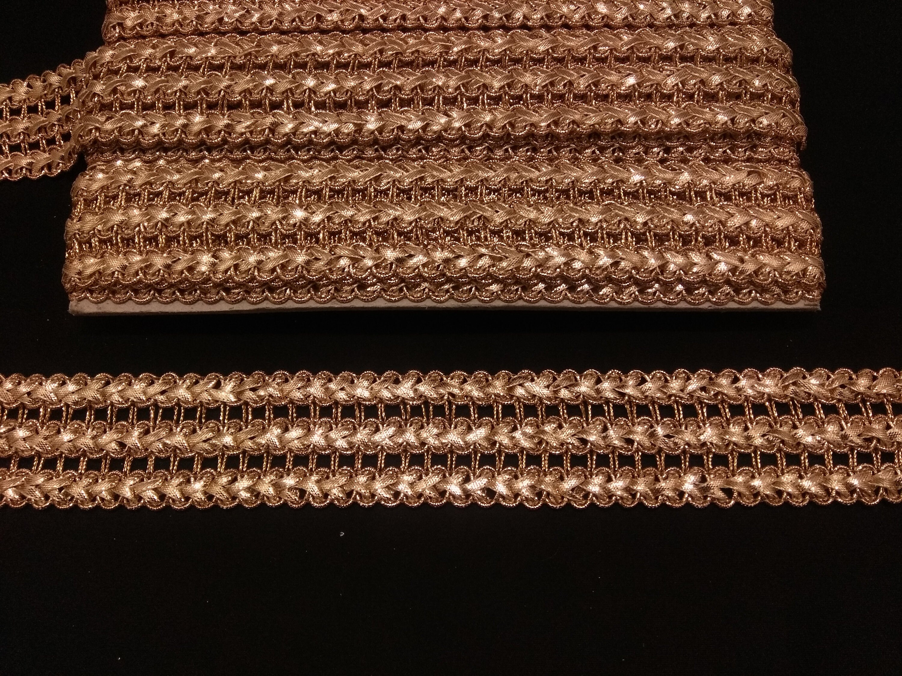 Indian Metallic Rose Gold Net Woven Ribbon Lace Trim With | Etsy