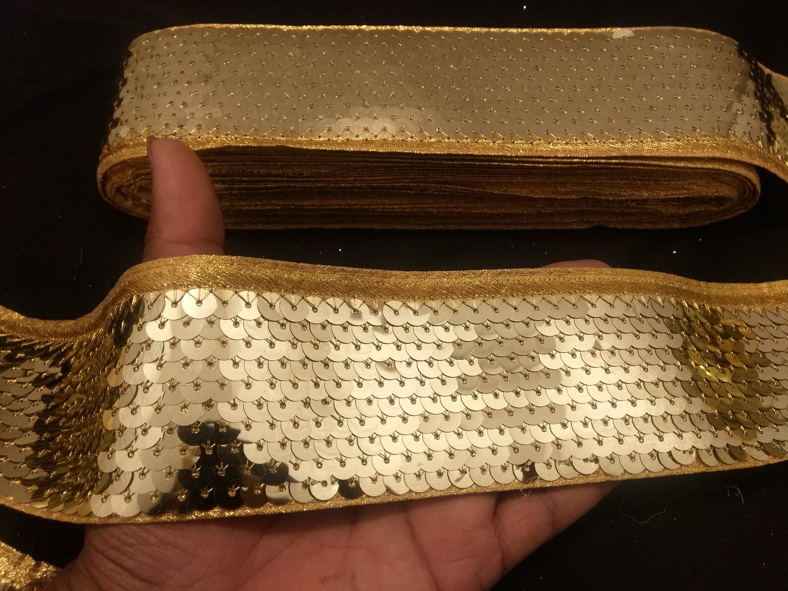 Indian Metallic Gold Embroidered Sequin Jacquard Ribbon Lace - Etsy