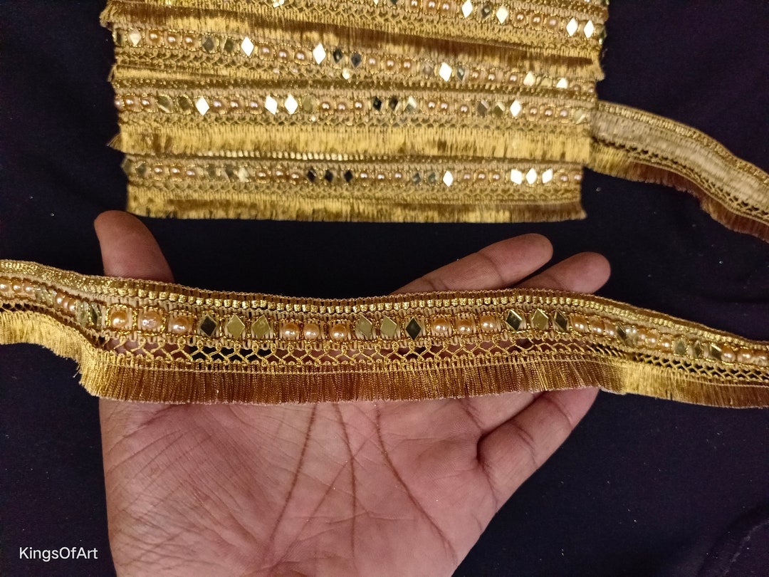 Gold Beaded Tassel Fringe Trim: Indian Embellishment Lace - Etsy