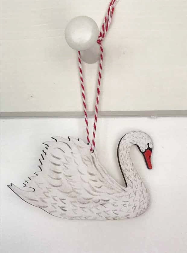 Swan Wooden Hanging Decoration - Etsy