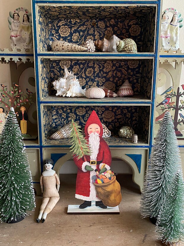 SANTA CLAUS Wooden Mantle Ornament - Etsy UK