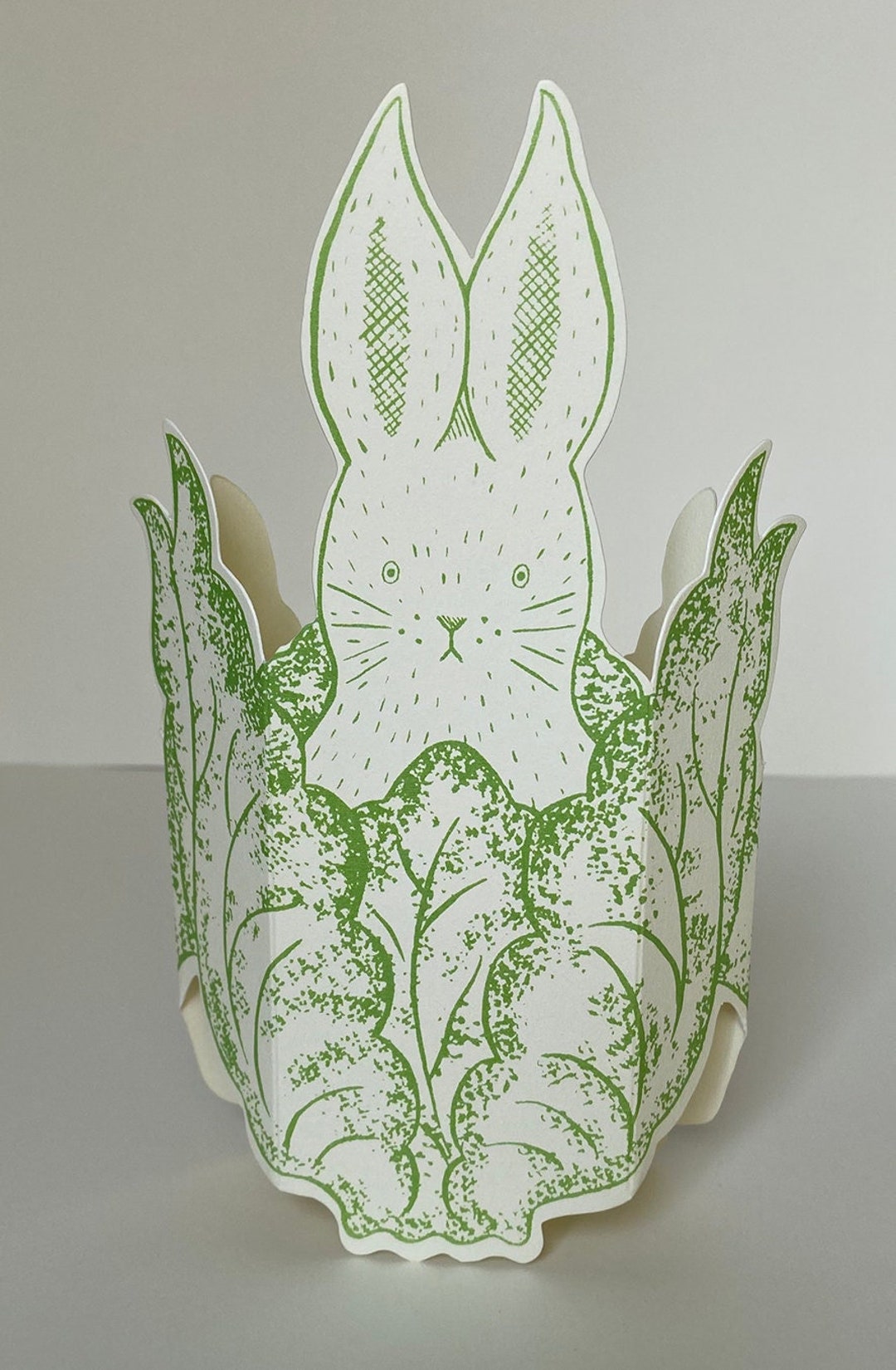 Stand-up Rabbit in Lettuce Card - Etsy