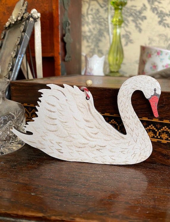 Swan Wooden Hanging Decoration - Etsy