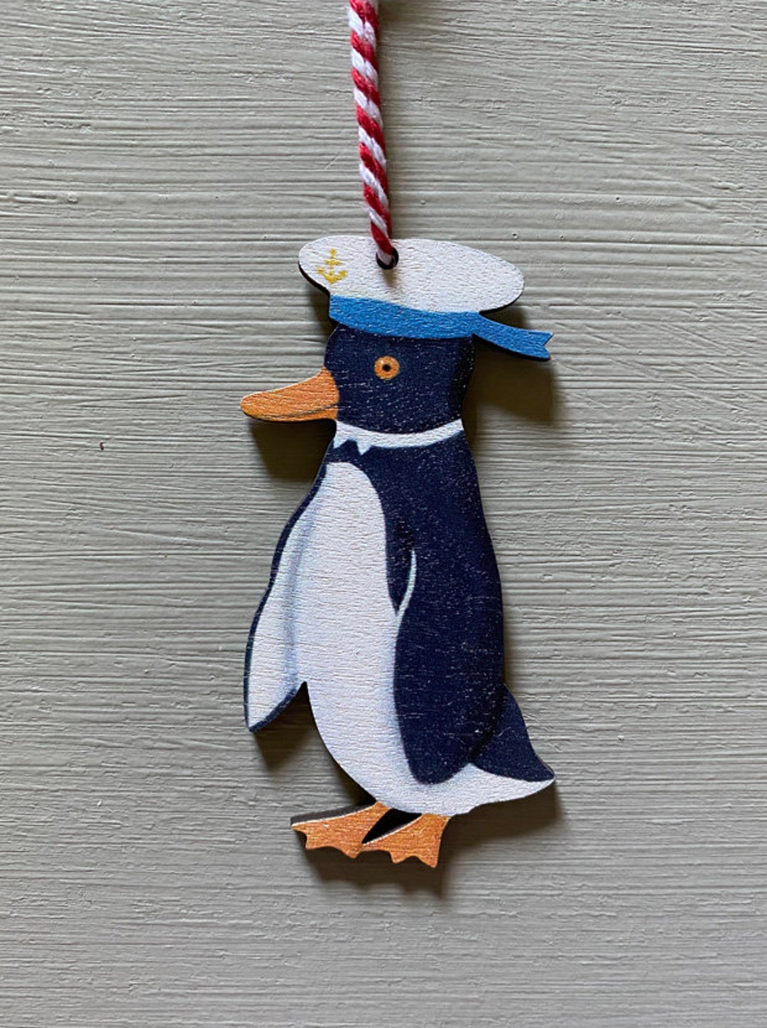 Mr Penguin - Wooden Hanging Decoration - Etsy