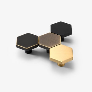 Solid Brass Hexagon Cabinet Knobs - Etsy