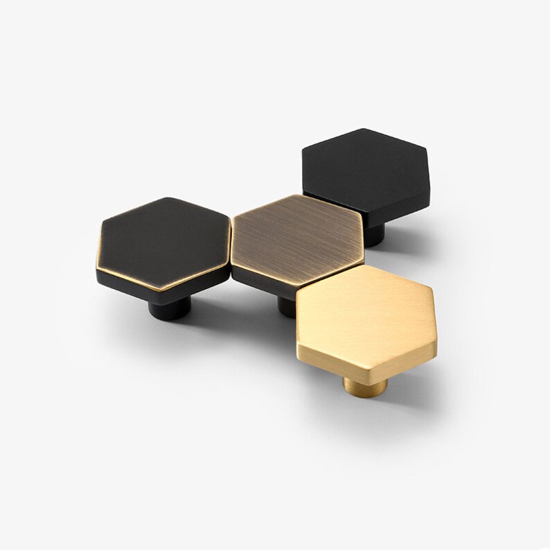 Solid Brass Hexagon Cabinet Knobs - Etsy