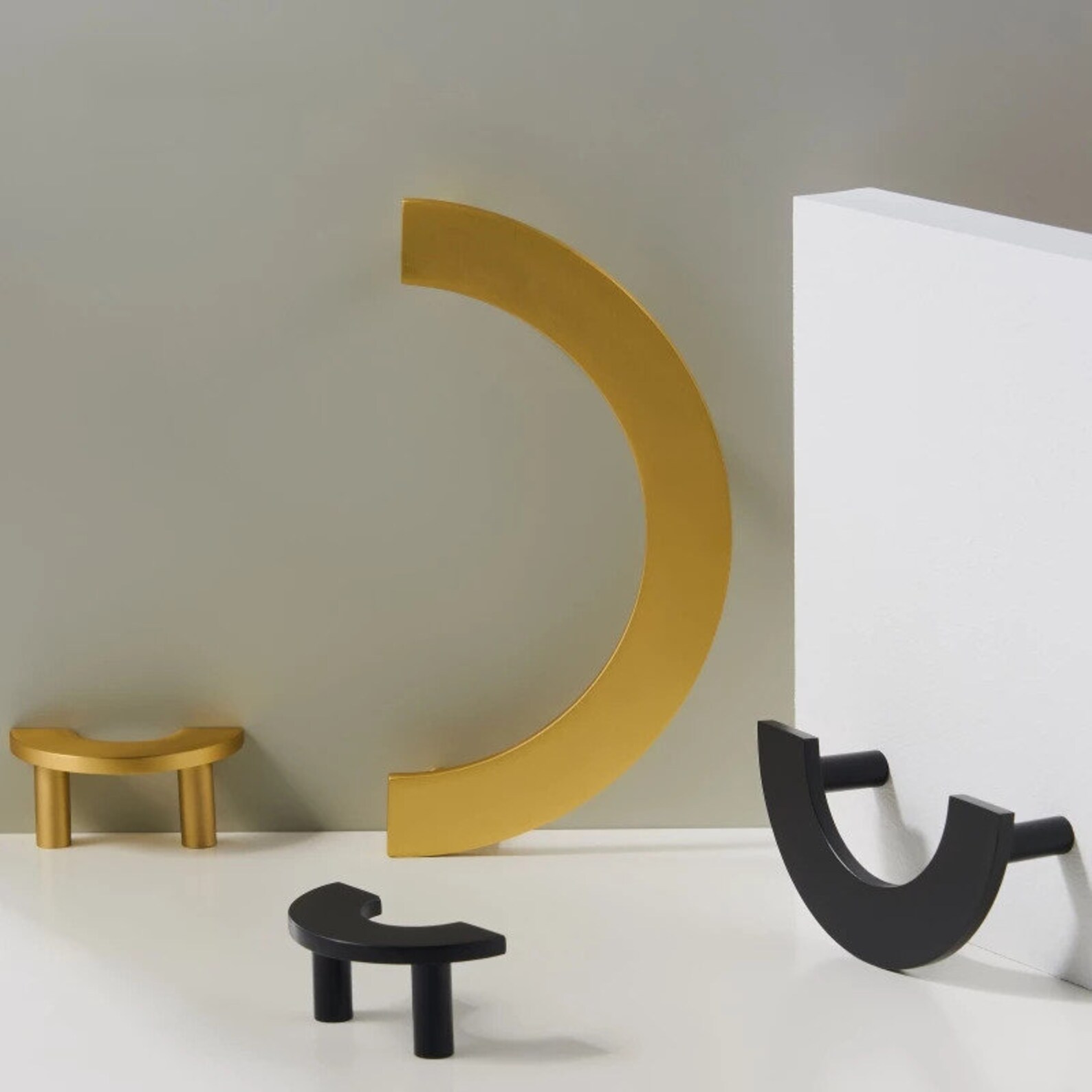 Semi Circular Solid Brass Knobs Cabinet Handles - Etsy