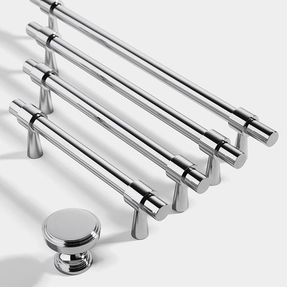 Modern Cast Brass Drawer Pulls Handles Polished Chrome - Etsy
