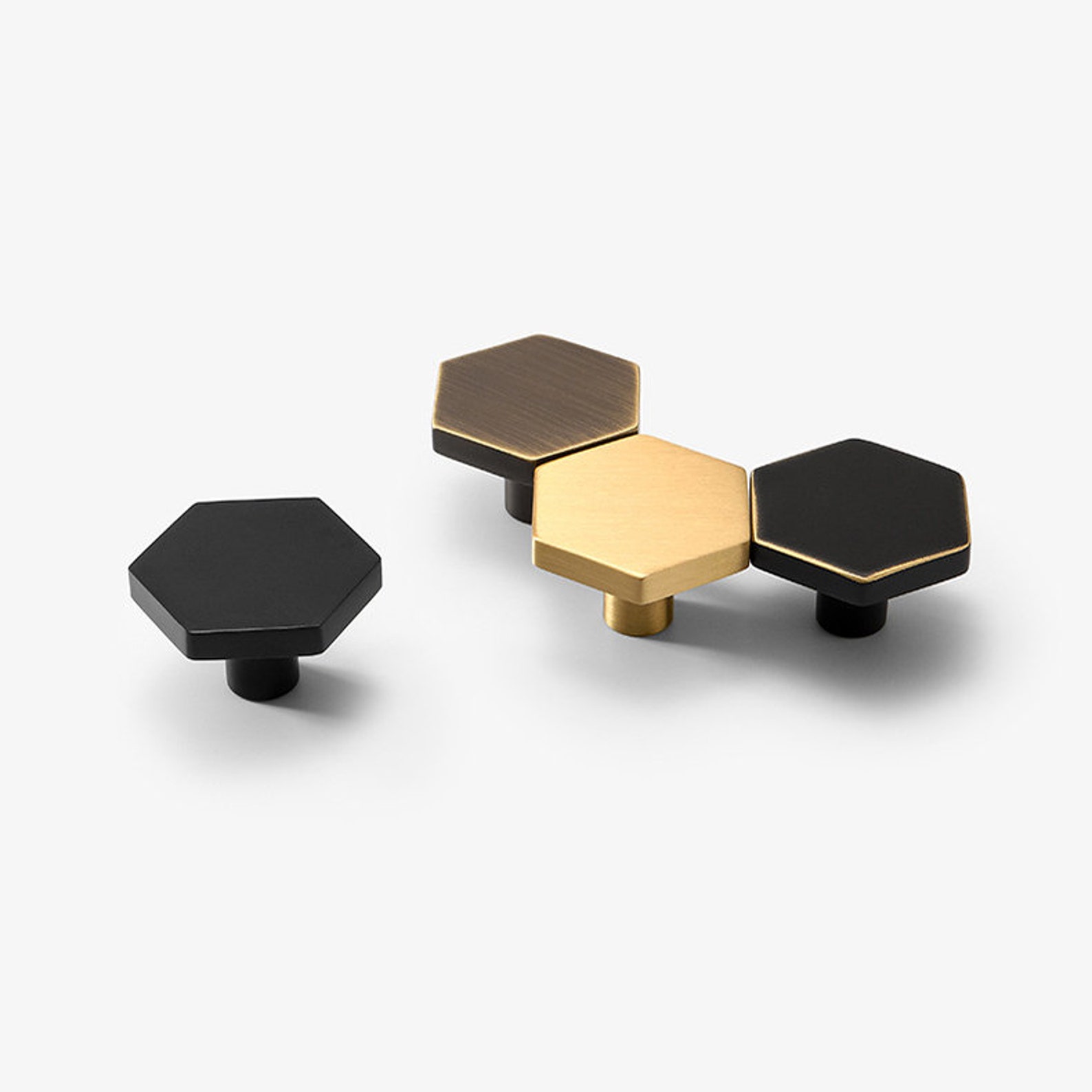 Solid Brass Hexagon Cabinet Knobs - Etsy
