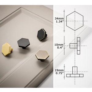 Solid Brass Hexagon Cabinet Knobs - Etsy