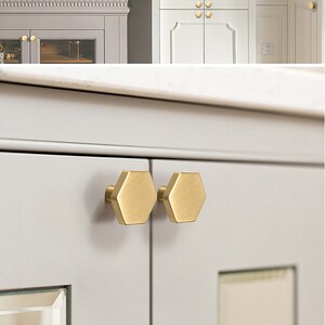 Solid Brass Hexagon Cabinet Knobs - Etsy