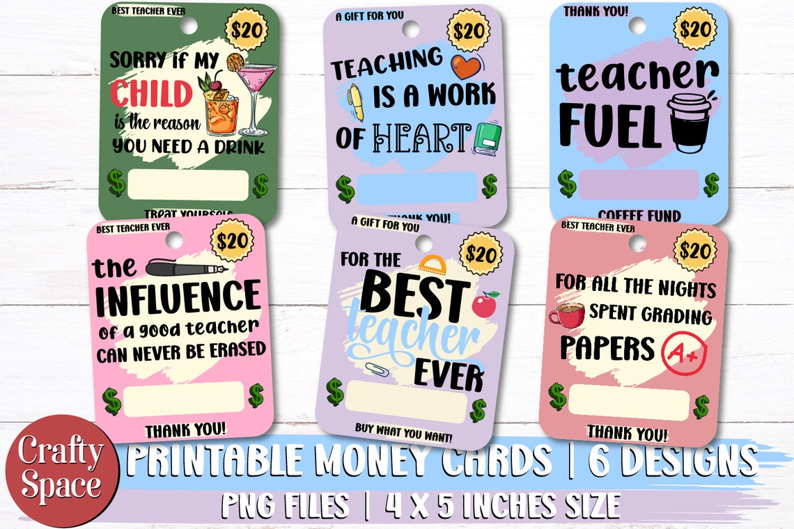 Teacher Money Card Teacher Money Holder PNG Bundle Money - Etsy