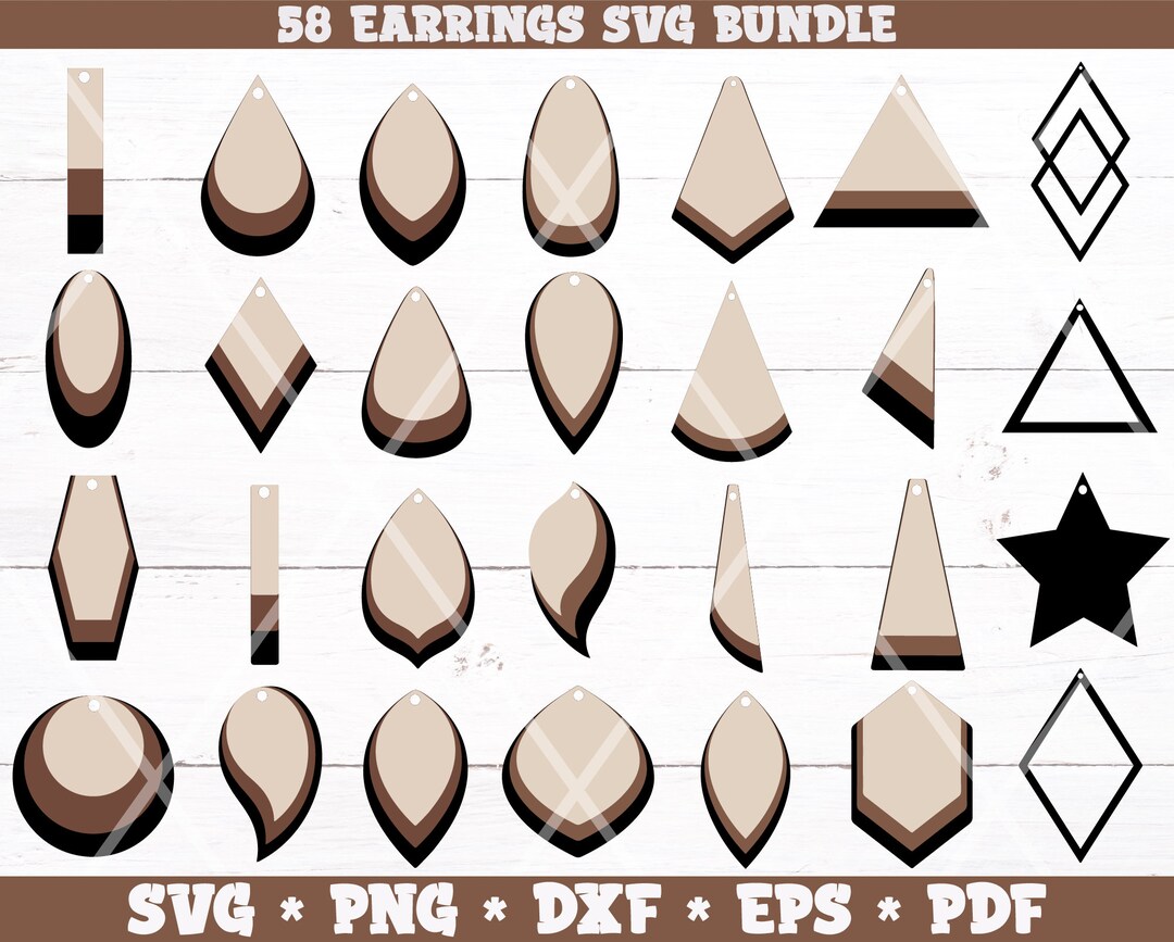 Earring SVG Bundle, Stacked Earrings SVG, Leather Earrings SVG, Earring ...