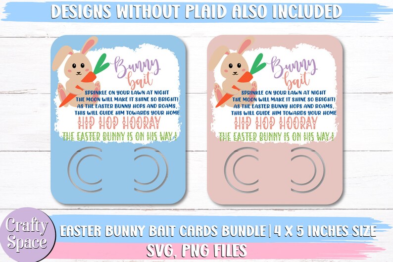 Printable Easter Bunny Bait Card: Blue & Pink Plaid (PNG, SVG) - Etsy