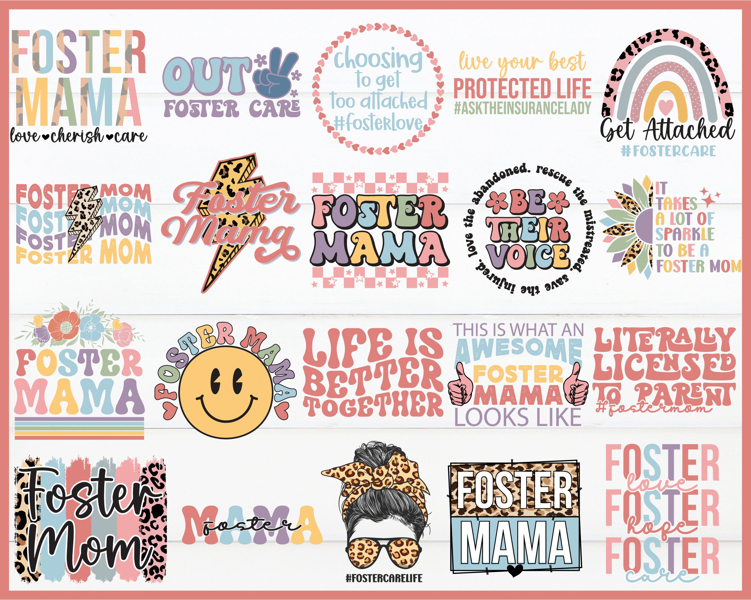Foster Mom SVG PNG Bundle, Mother's Day Designs (commercial Use ...