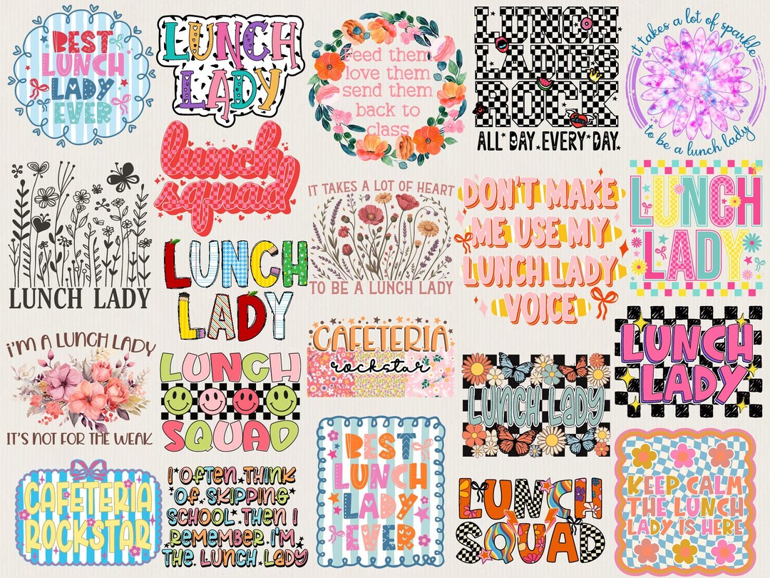 Lunch Lady PNG Bundle, Lunch Lady Sublimation, Cafeteria Crew Png ...