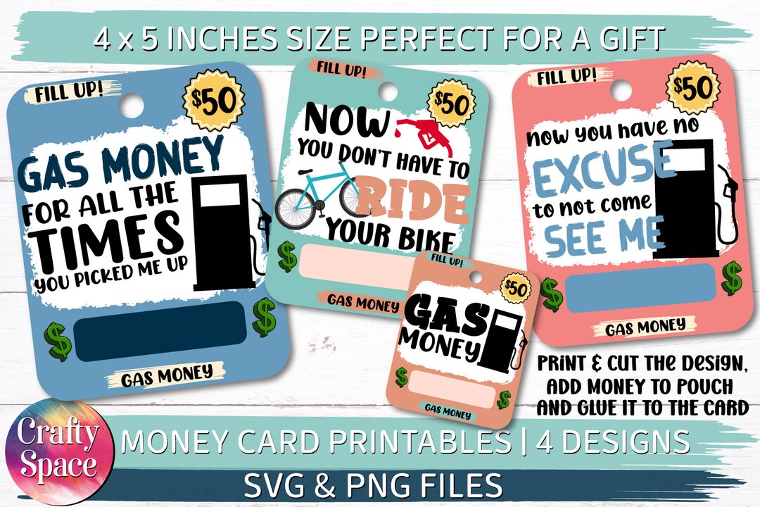 Gas Money Card, Money Card Holder PNG Bundle, Money Card PNG Designs ...