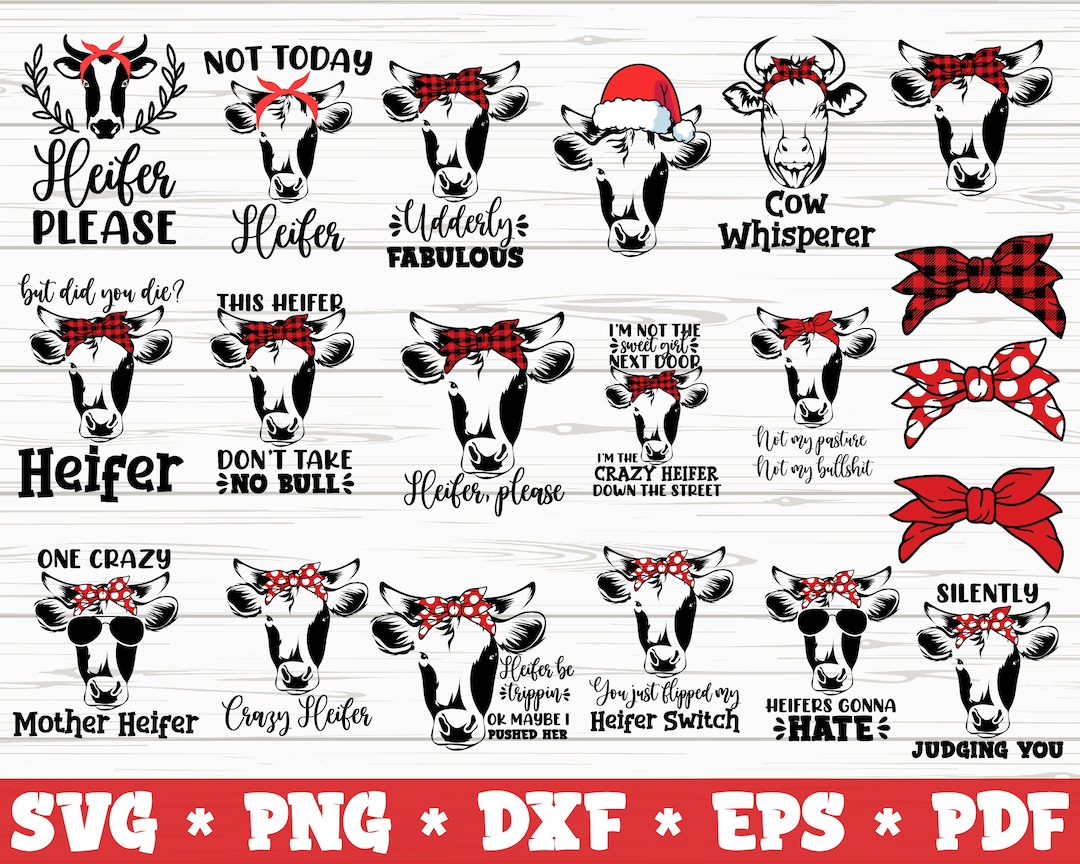 Heifer SVG Bundle Png Dxf Eps Cut File Christmas Heifer Svg Vectors ...