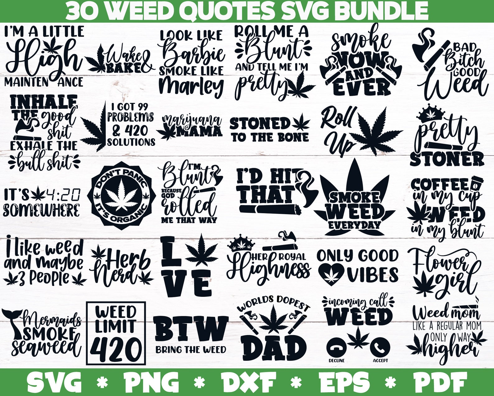Weed Quotes SVG Bundle Weed SVG Bundle Weed Lover SVGs | Etsy