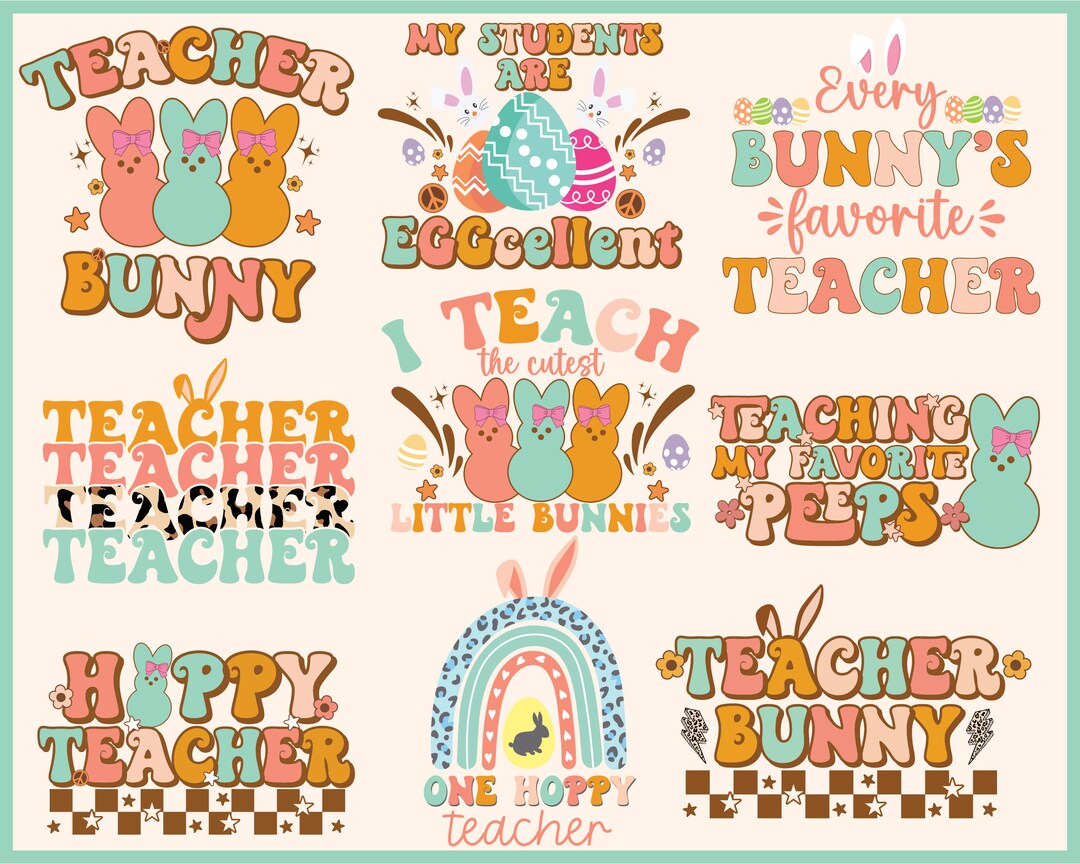 Teacher Easter SVG PNG Bundle Sublimation, Teacher Printables, Easter ...