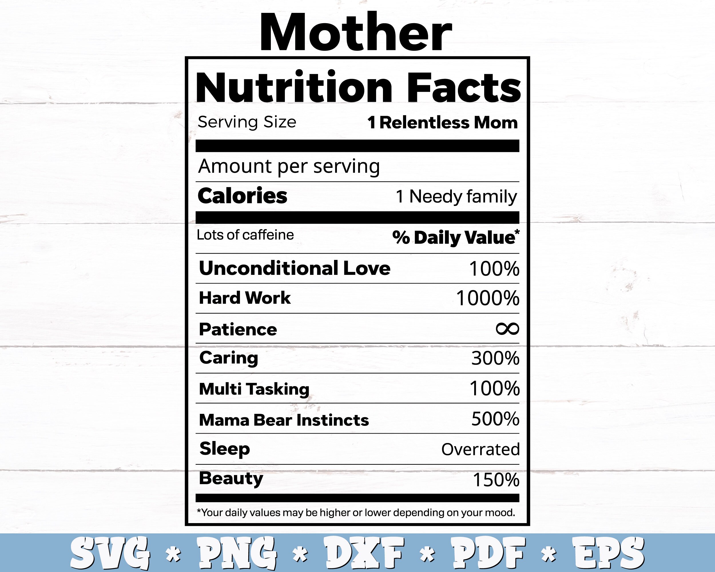 Mom Nutrition Facts Svg Mothers Day Svg Mom Svg Etsy