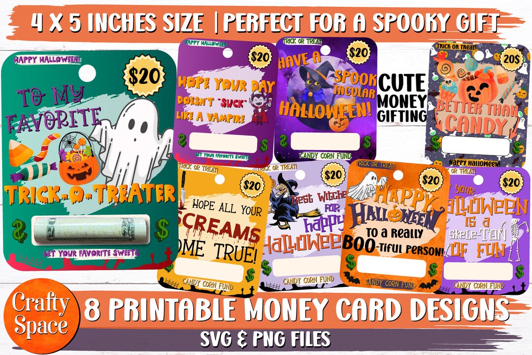 Halloween Money Card Holder PNG Bundle: Spooky Gift (digital Download ...
