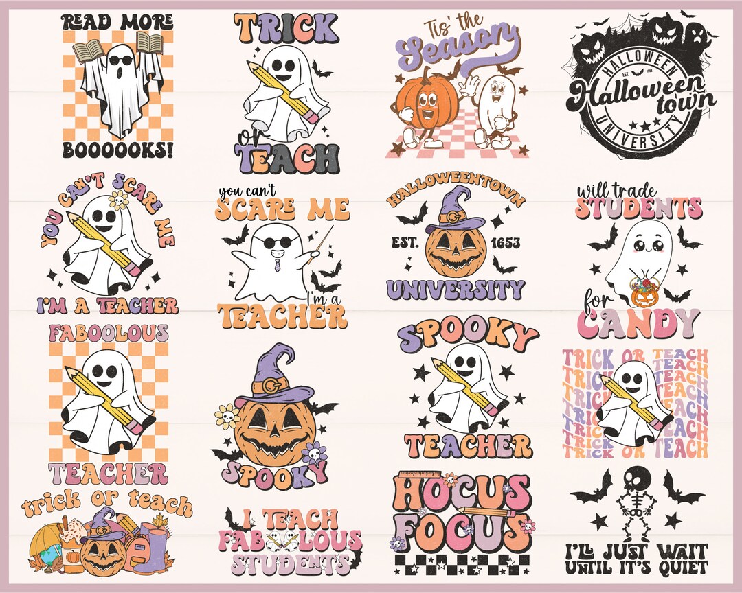 Spooky Teacher Halloween Sublimation Designs: Retro PNG SVG Bundle - Etsy