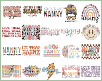 Nanny Svg Png Bundle Blessed Nanny Life Vibes Messy Bun Glitter and ...