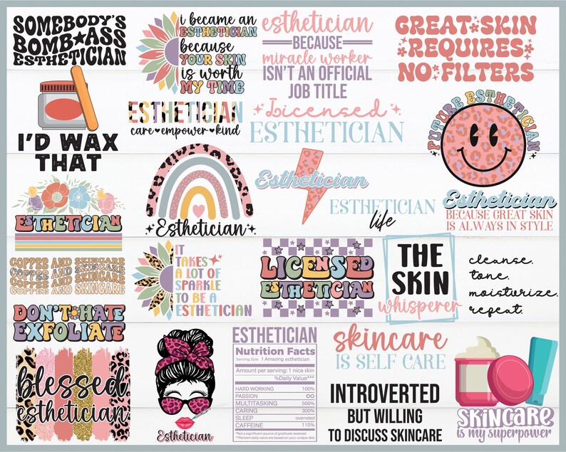 Esthetician SVG PNG Bundle, Skincare Designs (digital Download ...