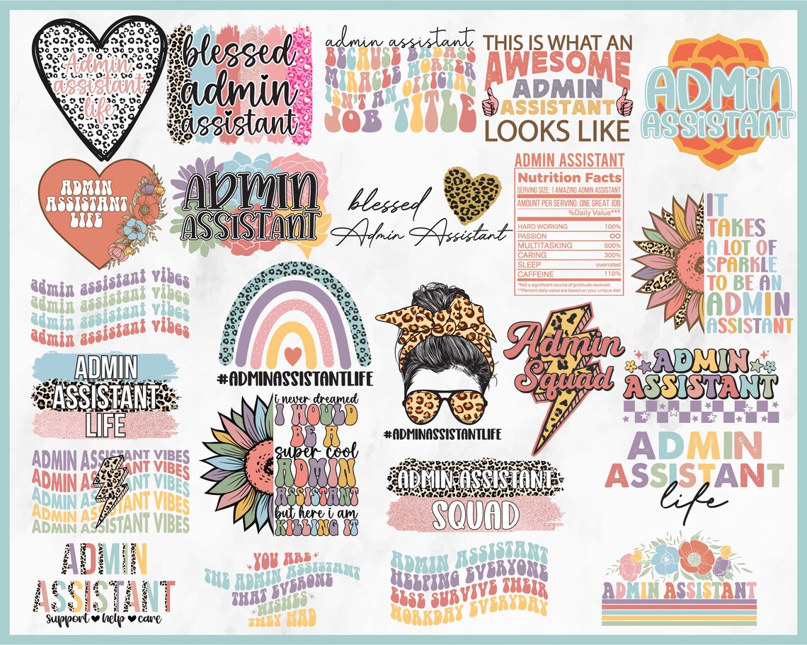 Admin Assistant SVG PNG Bundle, Office Worker Shirt Designs (commercial ...