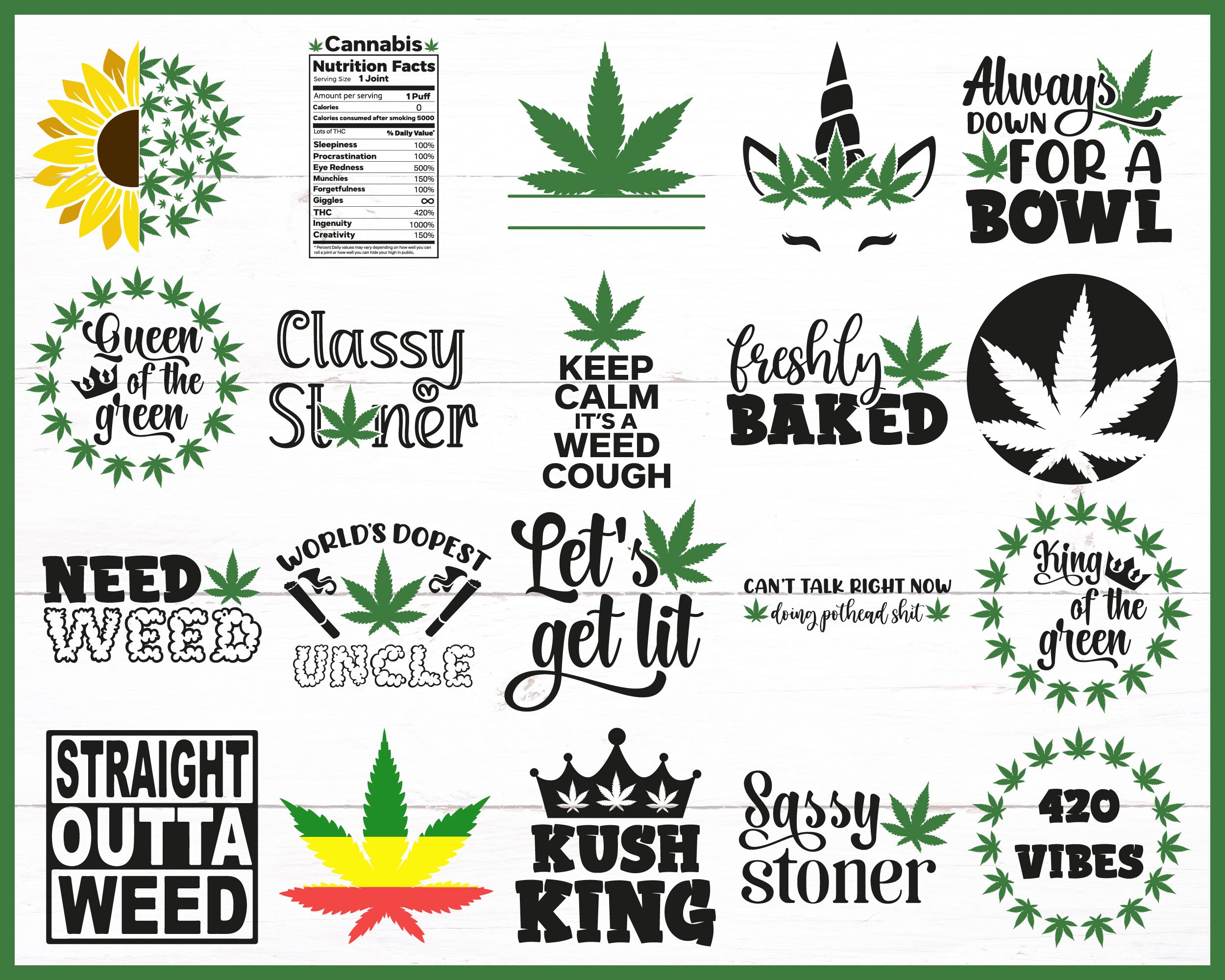 Weed SVG Bundle | 100 Marijuana Designs, Cut Files (digital Download ...