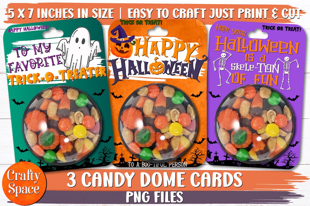 Printable Halloween Candy Dome Ornaments Bundle | Candy Dome Cards PNG ...