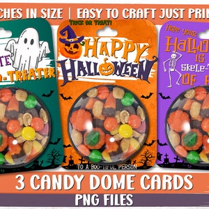 Printable Halloween Candy Dome Ornaments Bundle | Candy Dome Cards PNG ...