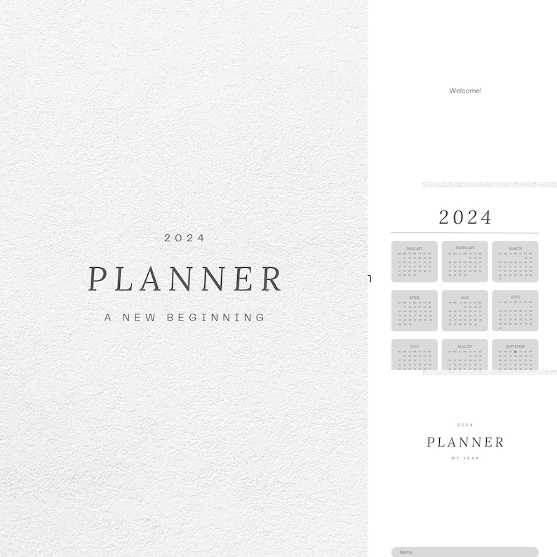 2024 Minimalist Planner 'A New Beginning' - Elegant White Weekly ...