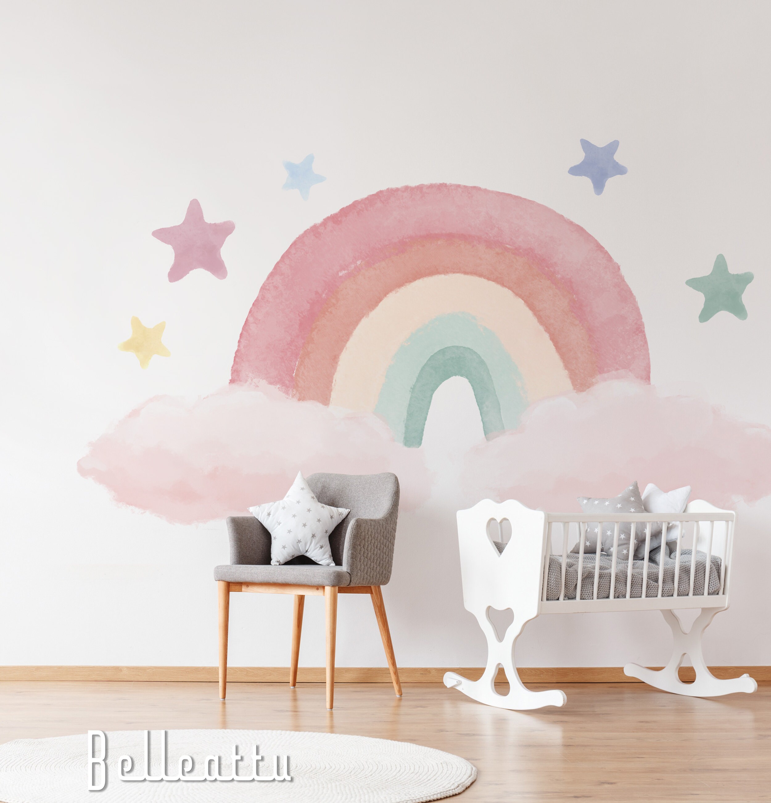 Boho Coral Peach Light Pink Rainbow Wall Decal / Pastel - Etsy