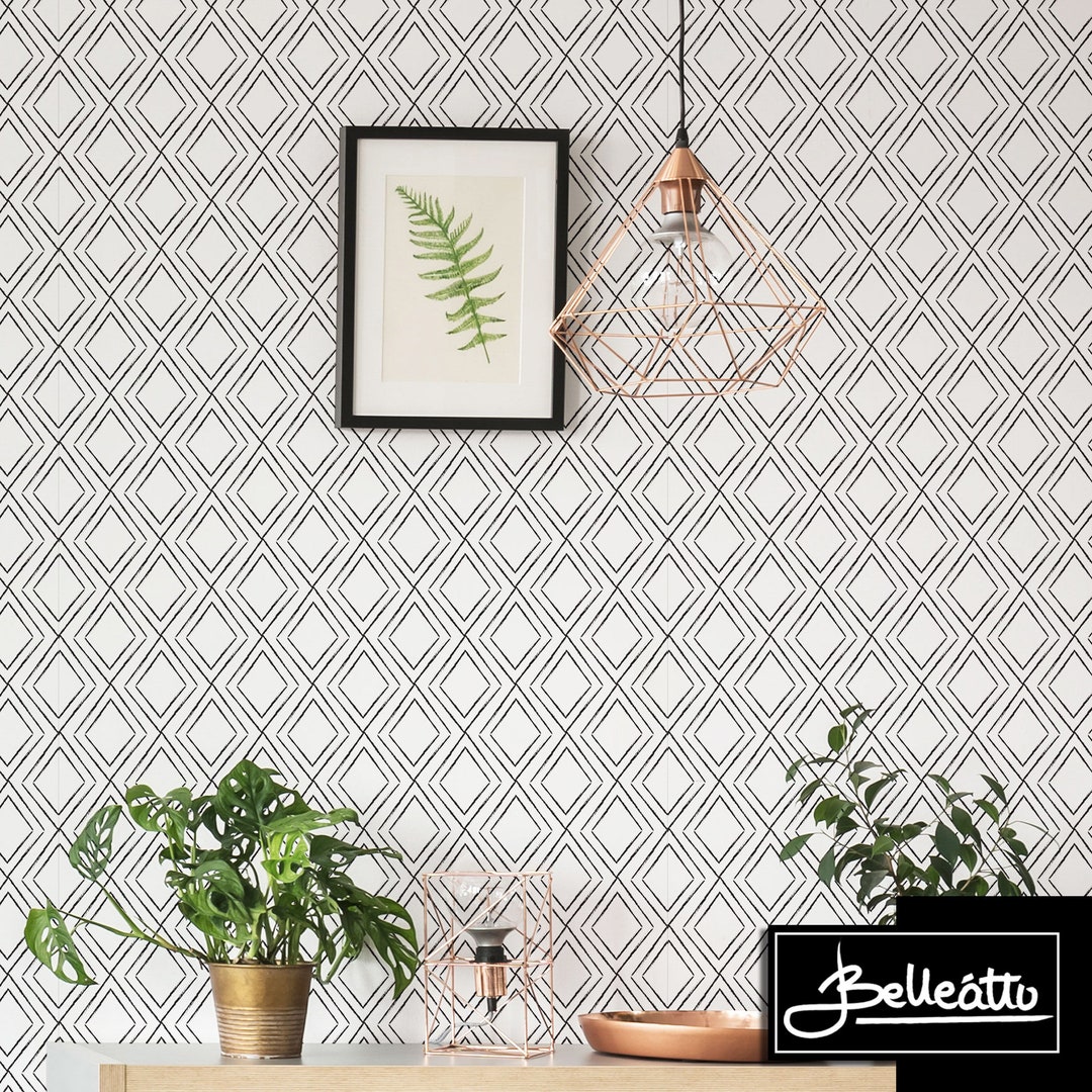 Geometric Pattern Elegant Room Wallpaper Decals Accent Wall Room Bloom ...