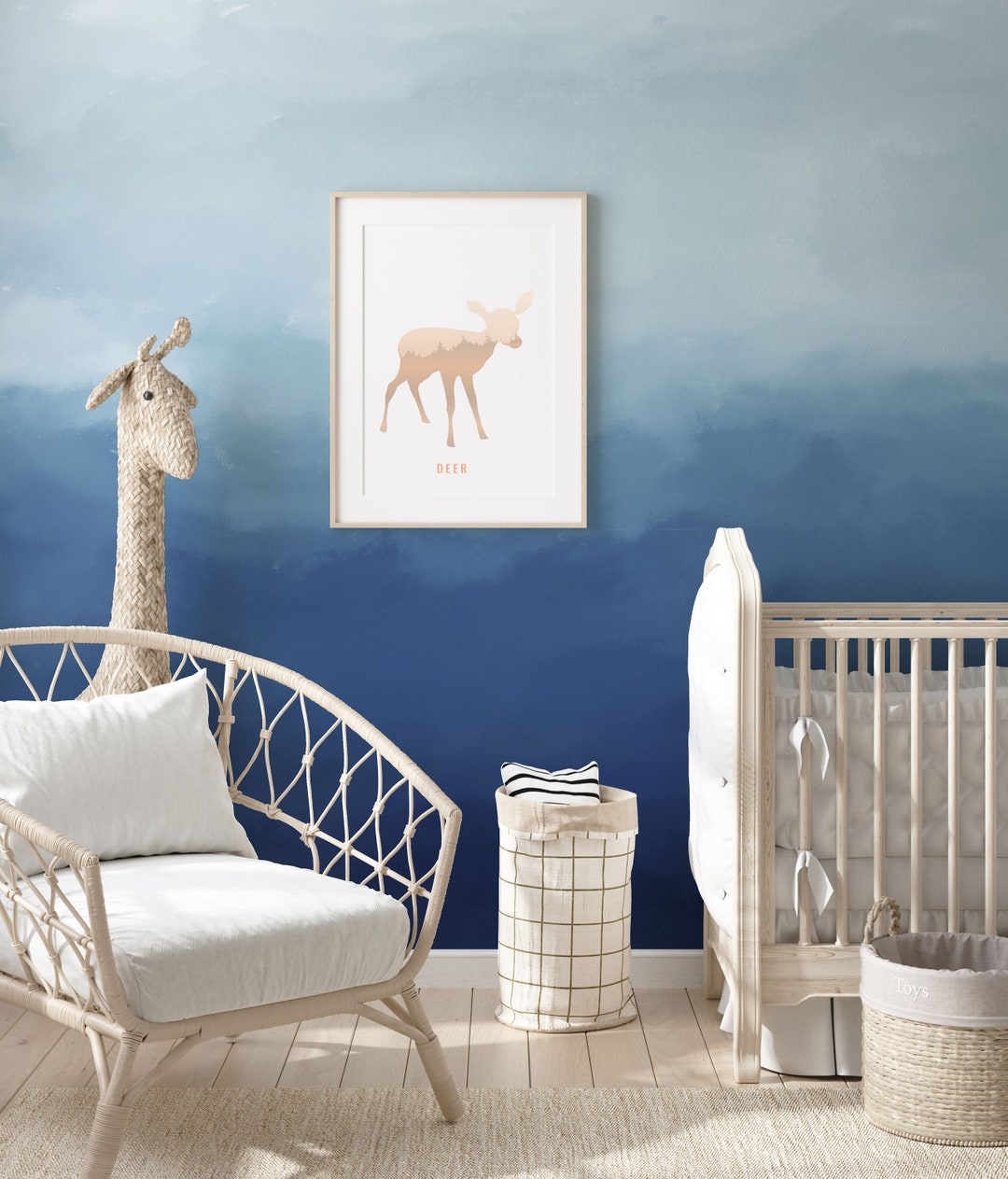 Pastel Blue Ombre Removable Wallpaper Peel and Stick Wallpaper / Self ...