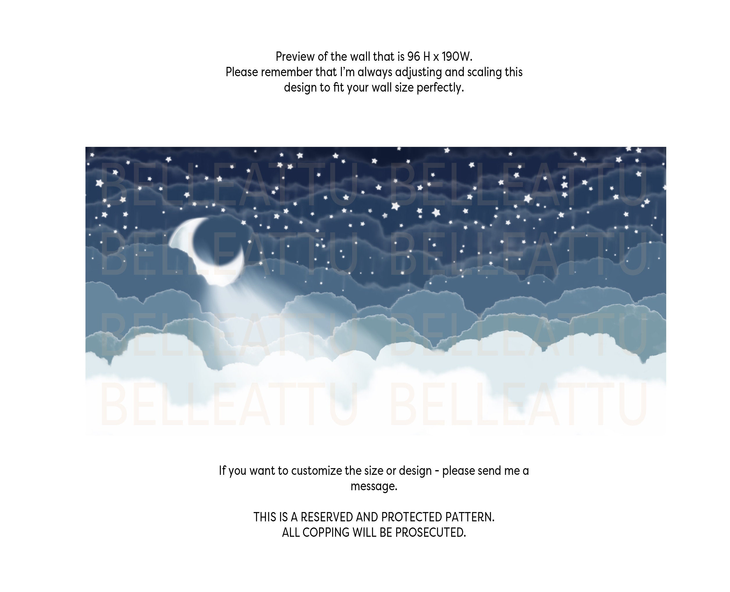 Pastel Night Sky Falling Stars and Shining Moon Wallpaper / - Etsy