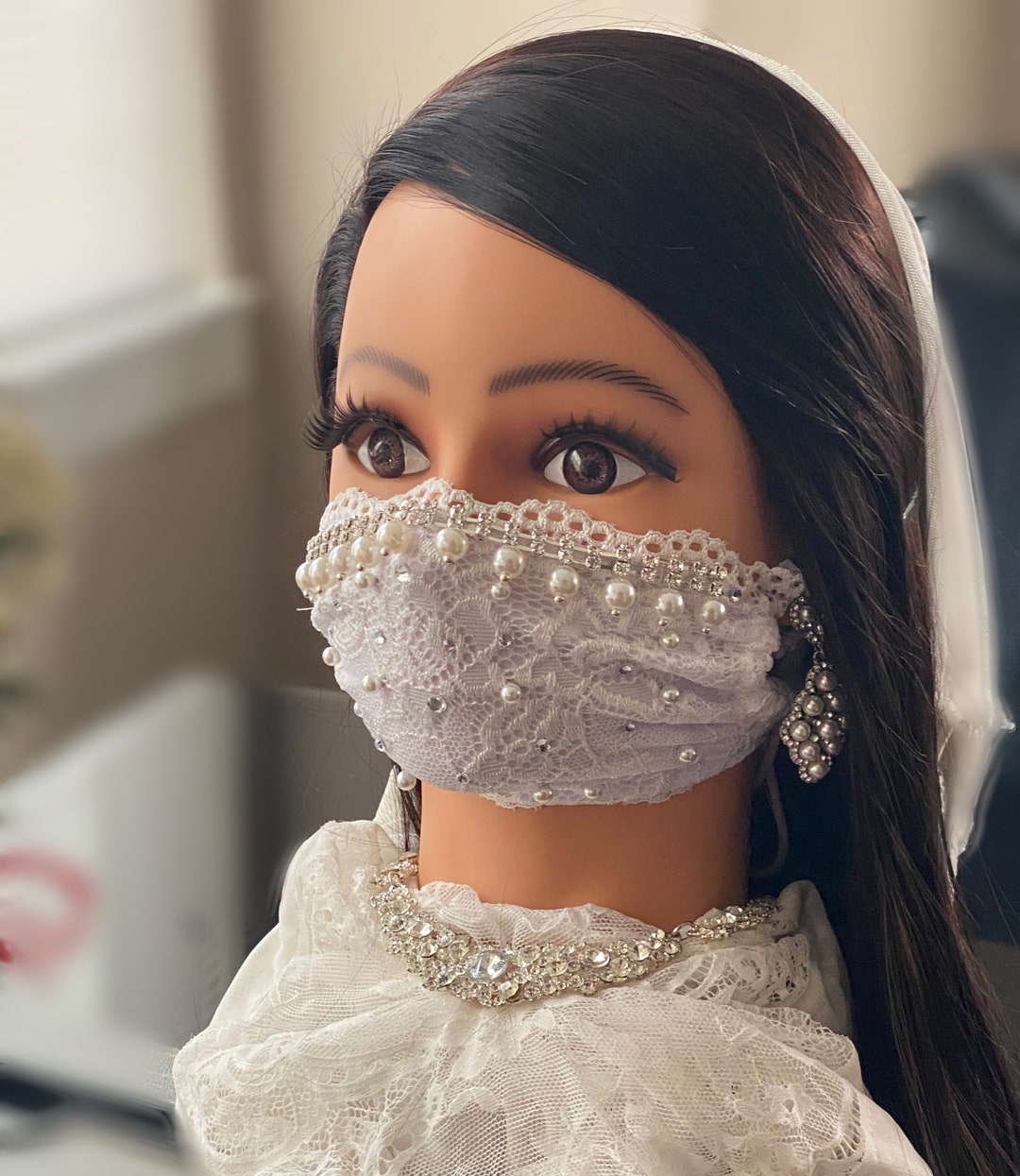 Bridal Face Mask Weddings Crystal Rhinestones Bling - Etsy