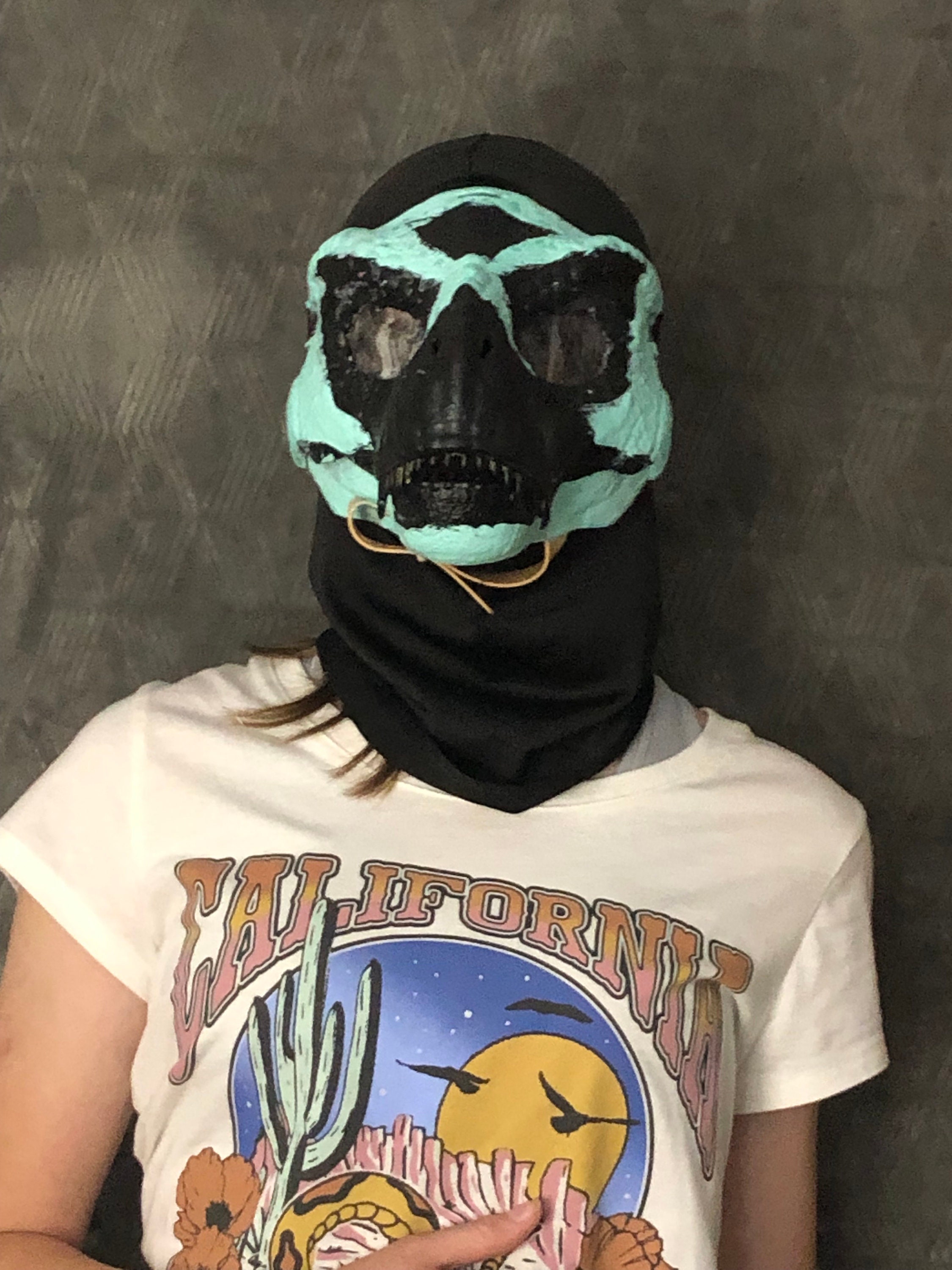 Neon Blue and Black Dino Mask - Etsy