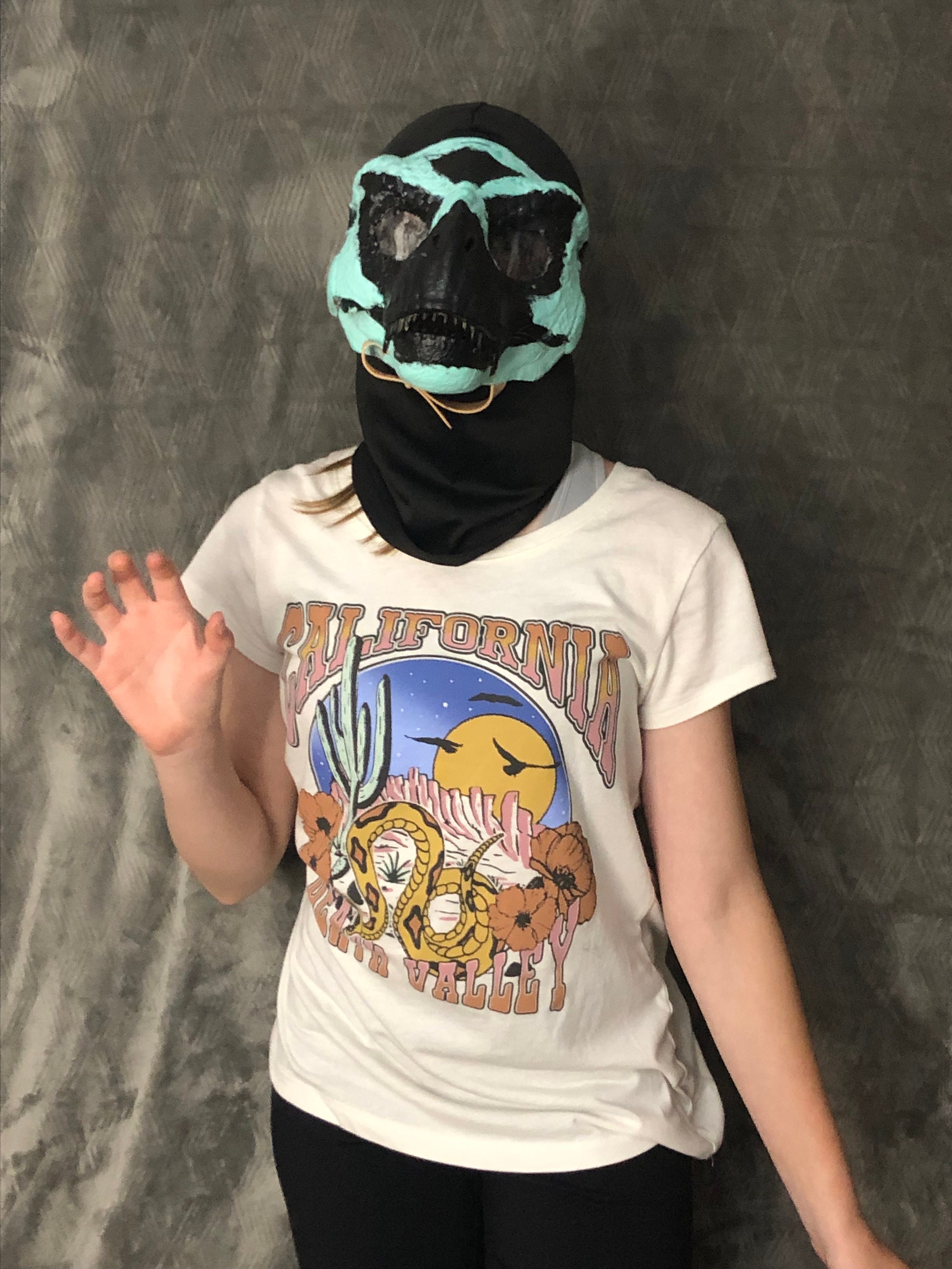 Neon Blue and Black Dino Mask - Etsy